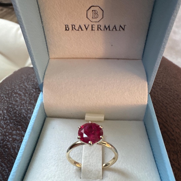 Ruby Ring, Unique Engagement Ring, Solitaire Ring, Round Ruby Ring ...
