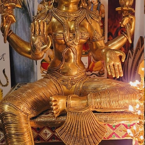 Lord Ganesha Statue Brass Ganesha With Stonework on Singhasan | Etsy