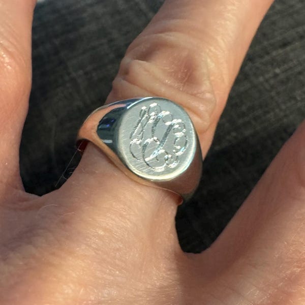 Monogram Signet Ring in Solid Sterling Silver • Custom Minimalist ...