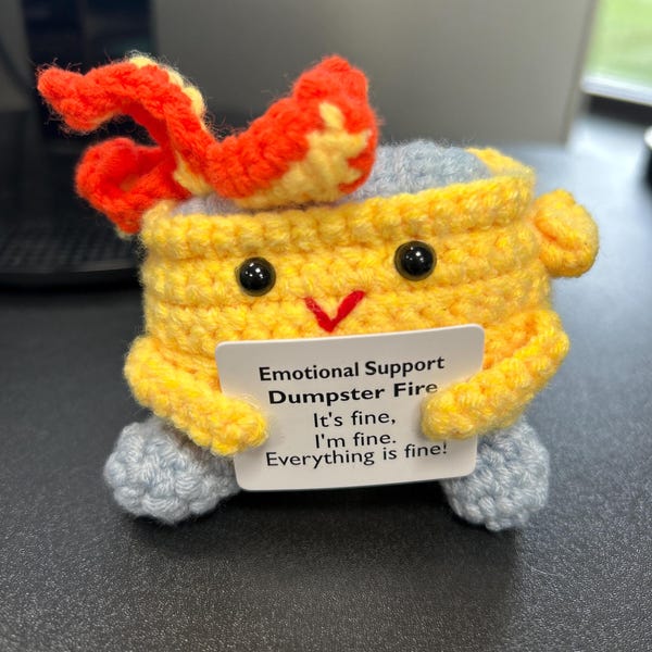 Emotional Support Dumpster Fire,burning Trash Can, Crochet Trash Can,i ...