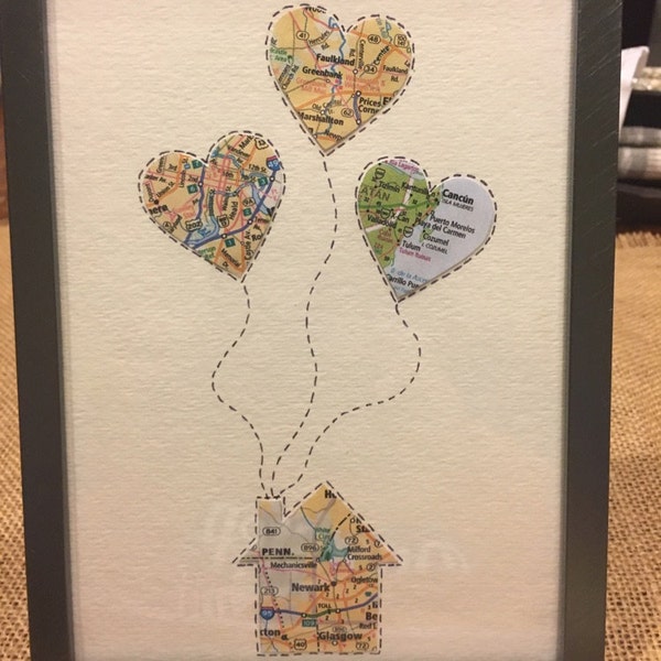Anniversary Gift Map, Gift for Her Map, Couple Map Art, Unique Paper ...