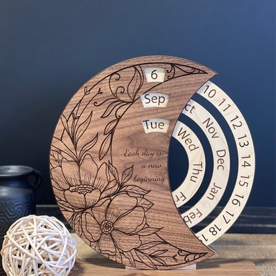 CALENDAR Laser Cut Files Perpetual Calendar Vector, Cnc Cut, SVG, Cnc ...