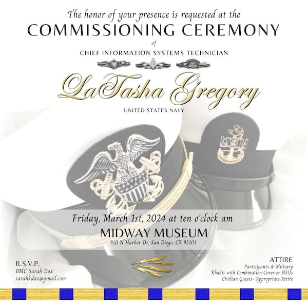 Gold Border Retirement Ceremony Invite Military Invitation PERSONALIZED ...
