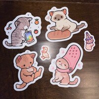 Feline Friends Sticker Set of 4 / Cat Meme Stickers / Kitten Stickers ...
