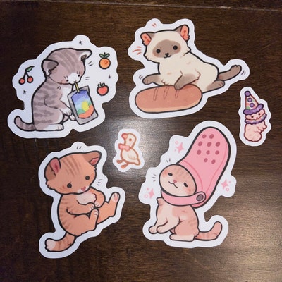 Feline Friends Sticker Set of 4 / Cat Meme Stickers / Kitten Stickers ...