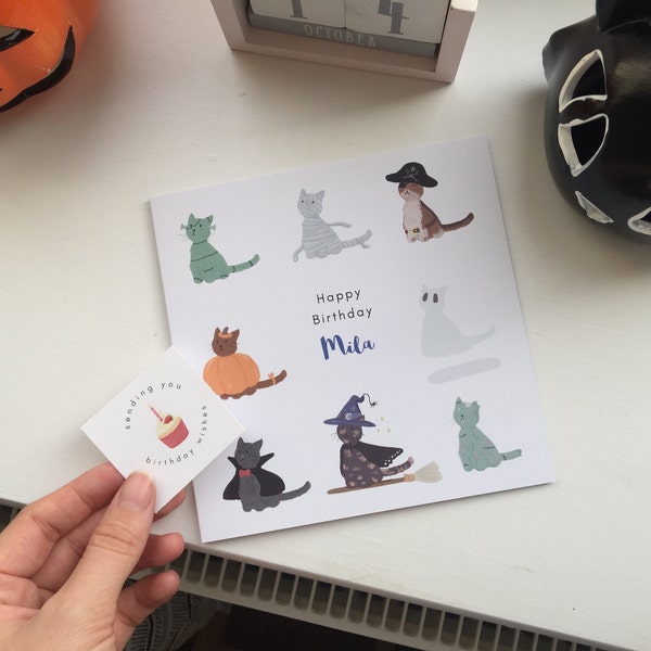 Personalised Spooky Cats Birthday Card | for Her, Girlfriend, Daughter ...