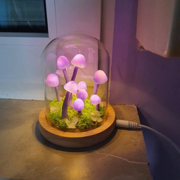 Handmade Purple Mushroom Lamp | Cute Mushroom Light Night | Unique ...