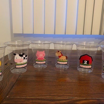 Personalized Farm Animal Themed Party Cups With Straws and Lids - Etsy