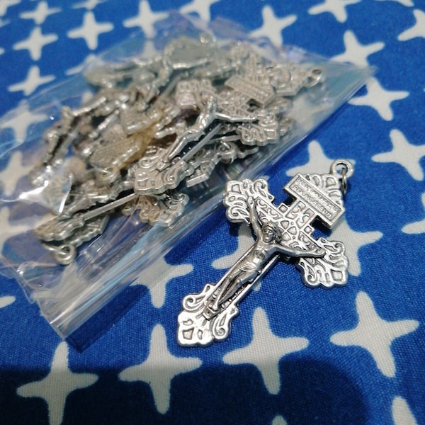 Jesus Cross Lot of 3 Rosary Pardon Crucifix Double Sided Cross Vintage ...