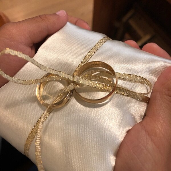 Small Ring Pillow, Ivory Satin Engagement Ring Pillow, Mini Ring Bearer ...