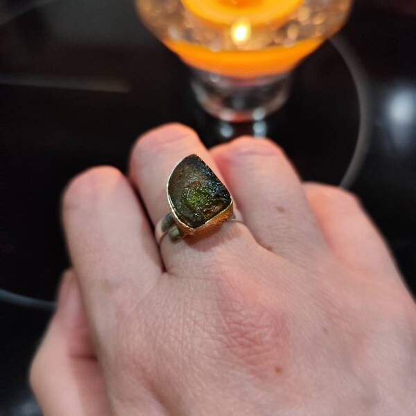 Moldavite Stone Rings, Authentic Moldavite Rings, 925 Sterling Silver ...