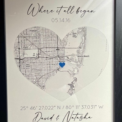 Where We Met Map, Personalized Couples Gift, Custom Map, Boyfriend Gift ...