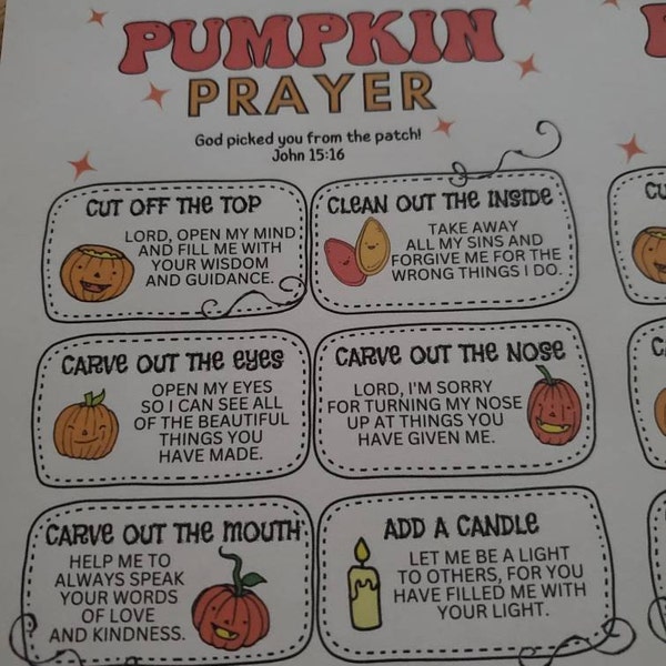 Pumpkin Carving Christian Halloween Activity, Pumpkin Prayer for ...