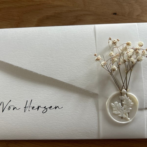 Money Gift Packaging for Voucher – Handmade Cotton Paper Envelope With ...