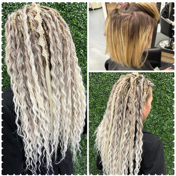 Brown to Blonde Ombré Wavy Dread Extensions | Synthetic Dreadlock ...