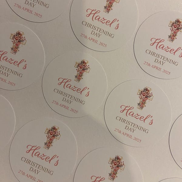 Personalised Pink Floral Confirmation Party Favor Stickers - Etsy
