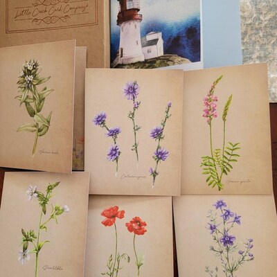 Watercolor Vintage Botanical Floral Wildflower Notecards 12 Card Gift ...