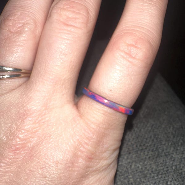 Purple Unicorn Ring With Opal Inlay - Purple Ceramic Band, Multi Lavender Opals, Hypoallergenic ...