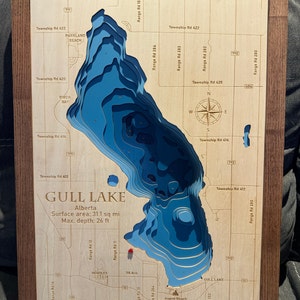 Digital File DXF, AI, SVG Custom Map Wood Bathymetric Map , Custom Wood ...