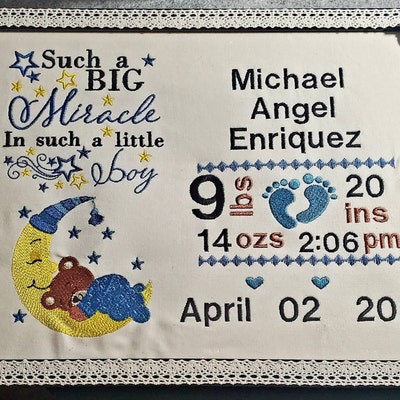 Birth Announcement Embroidery Design, Birth Template Machine Embroidery ...