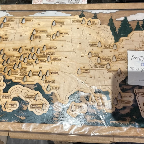 Personalized National Park Travel Map Sign | National Forest Parks Wall ...