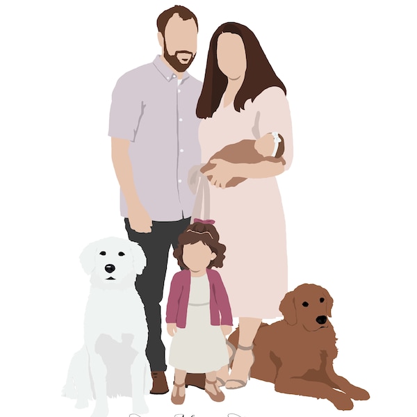 Faceless Family Drawing - Etsy