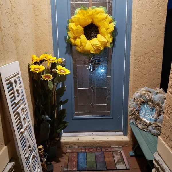 Sunflower Wreath for Front Door, Flower Decor, Sunflower Decoration ...