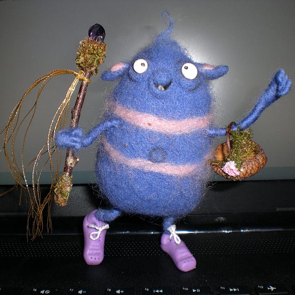 Needle Felt Funny Wolf. Felt Wolf With Mushrooms. Needle Felted Animals ...