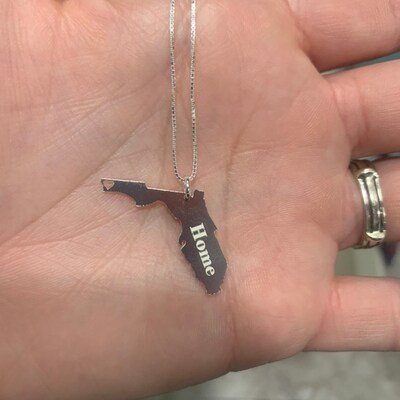 Florida Necklace Personalized Florida State Necklace Sterling Silver ...