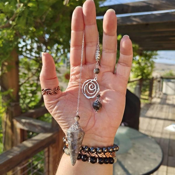 Que Sera Pendulum, Unique Pendulum, Empowering Llanite, Spiral Pendant ...