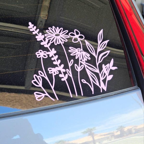 Wildflower Decal, Boho Car Decal, Gift for Plant Lovers, Plant Lover ...