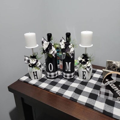 Black and Red Buffalo Plaid Farmhouse Wine Glass Decor - Etsy