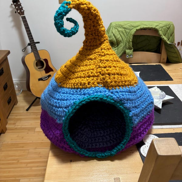 Cat Bed Crochet Pattern/ Small Dog Cave Bed/ Calabash-house DIY ...
