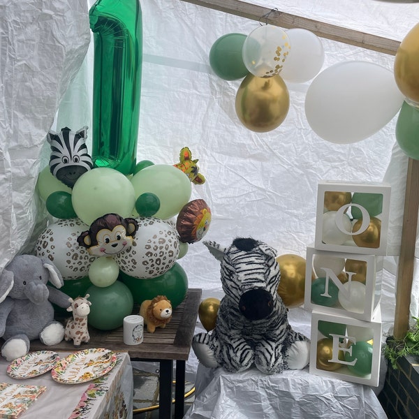 One Box 1st Birthday Decoration White Clear One Balloon Boxes First ...