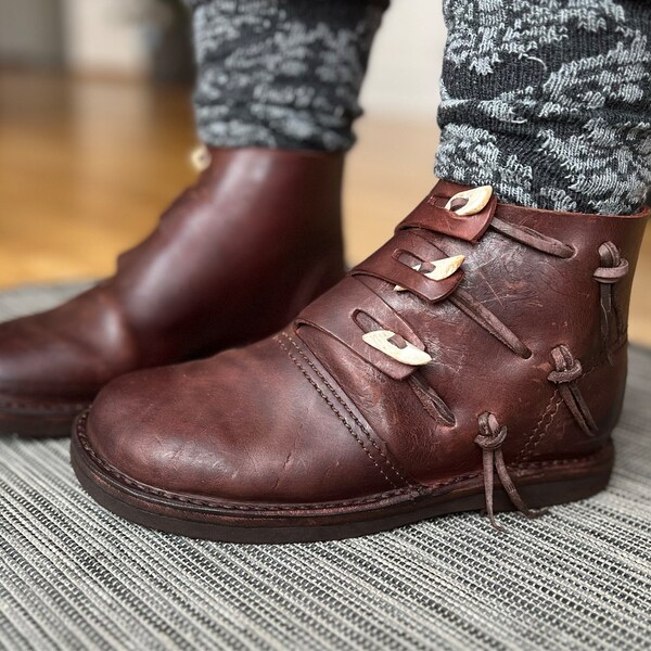 Viking HEDEBY Shoes With Horn Buttons - Etsy