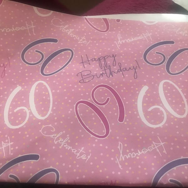 60th Birthday Wrapping Paper Age 60 Birthday Blue and Silver Male ...