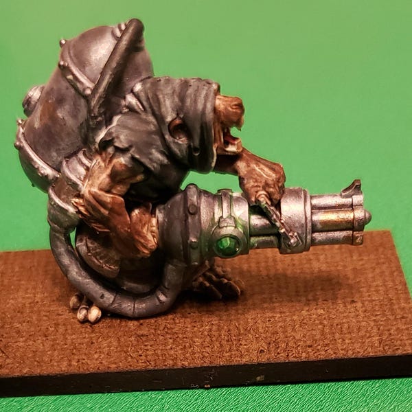 Rat Men Chain Gunner 3D Printed Resin Miniature | Tabletop Role Playing ...