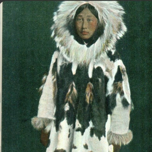 Antique Akutan Alaska Native Aleut Man Woman Photo Sitting Outside ...