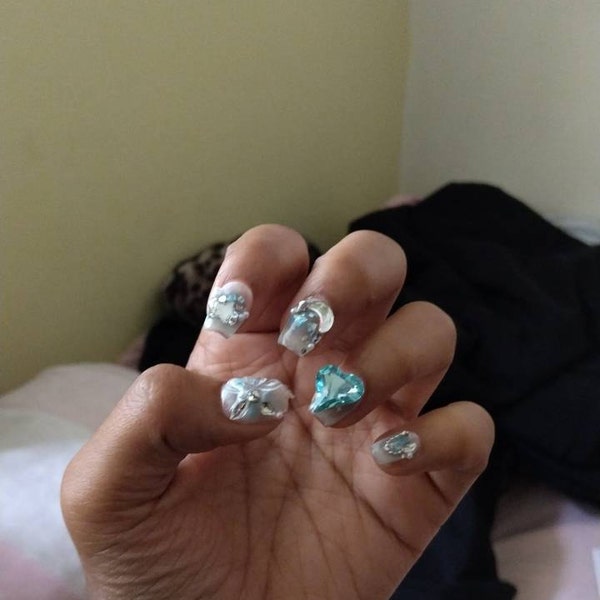 Retro European Nail/long Almond Nails/handmade Press on Nails/red and ...