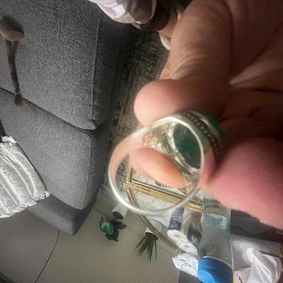 Mens Feroza Ring Natural Blue Turquoise Ring Unique Design Yemeni Aqeeq ...