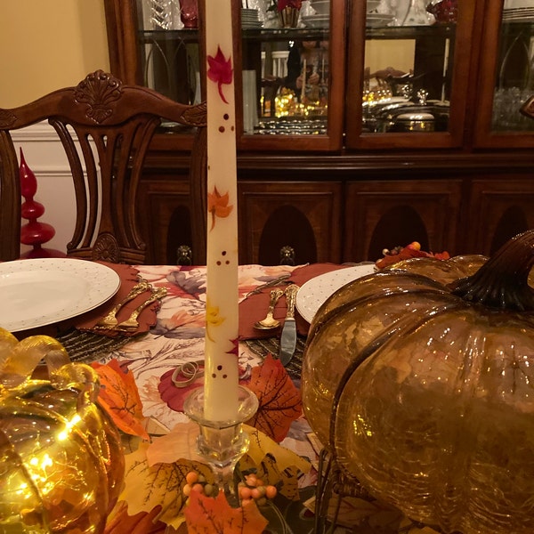 Fall Leaves/thanksgiving/autumn Decor/taper Candles. All Occasion Hand ...