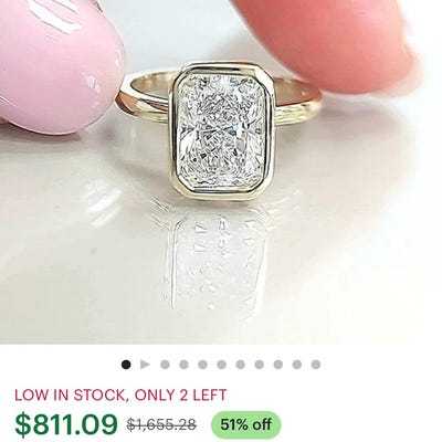 8 Ct Radiant Cut F/VS1 Lab Grown Diamond Engagement Ring 14k White Gold ...