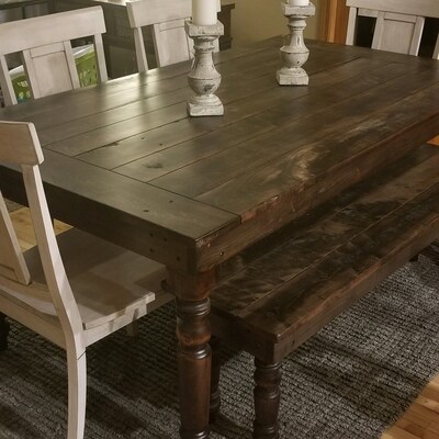 Custom Massive Spindle Leg Table Large Turned Leg Farmhouse Dining Room ...
