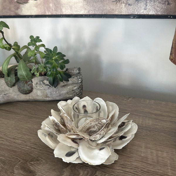 Oyster Shell Votive Candle Holder, Oyster Cluster Candle, Shell Votive ...