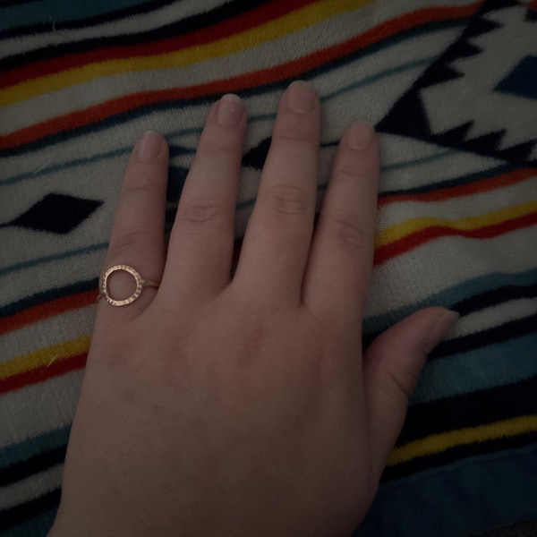 14k Gold Filled Karma Ring / Simple Rings / Hammered Circle Ring / Gift ...