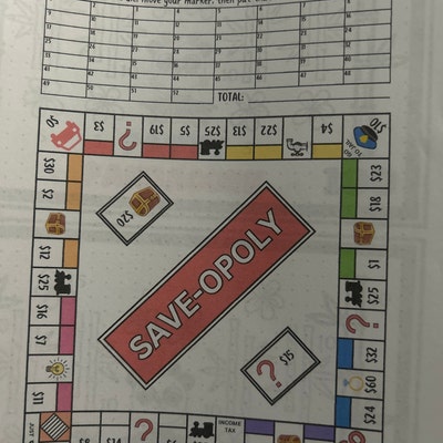 Saveopoly Savings Challenge PRINTABLE Journal Page Printable Savings Game Savings Tracker ...