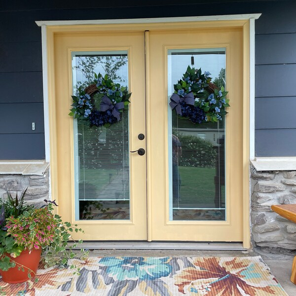 Rustic Sympathy Wreath, Memorial Door Hanger With Flowers, Bereavement ...