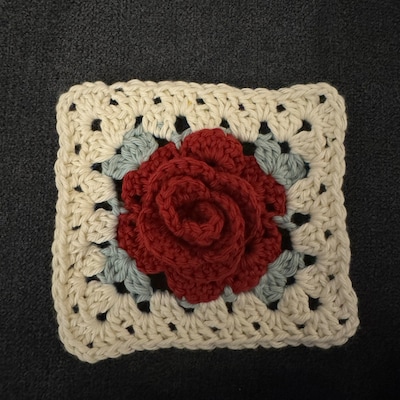 CROCHET PATTERN Rose and Square, Crochet Rose Pattern. US Terms english ...