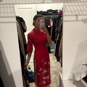 Pink Vietnamese Traditional Ao Dai Long Dress With 3D Flower , Including Pants - Etsy