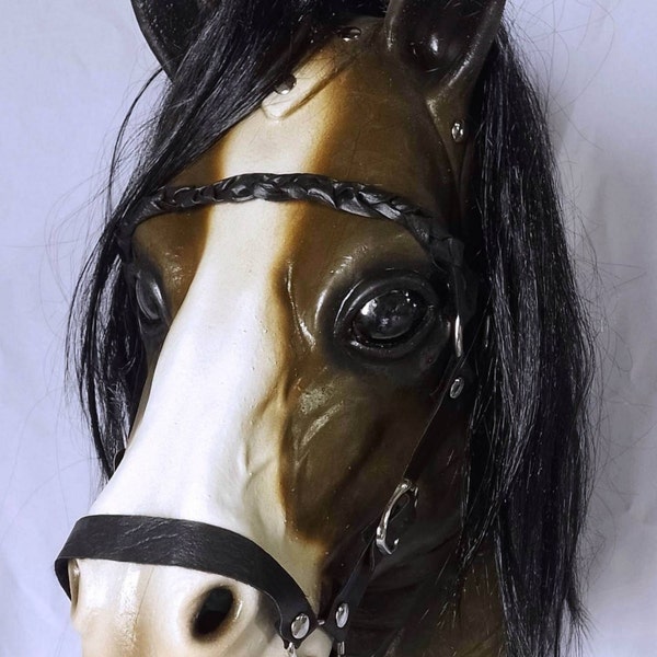 Pony Play Latex Mask, Black Horse Latex Hood, Fetish Handmade, Animal ...